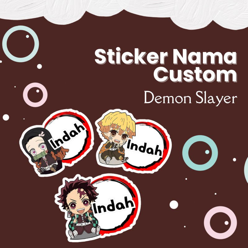 Jual ANIME DEMON SLAYER Sticker nama custom Waterproof | Shopee Indonesia