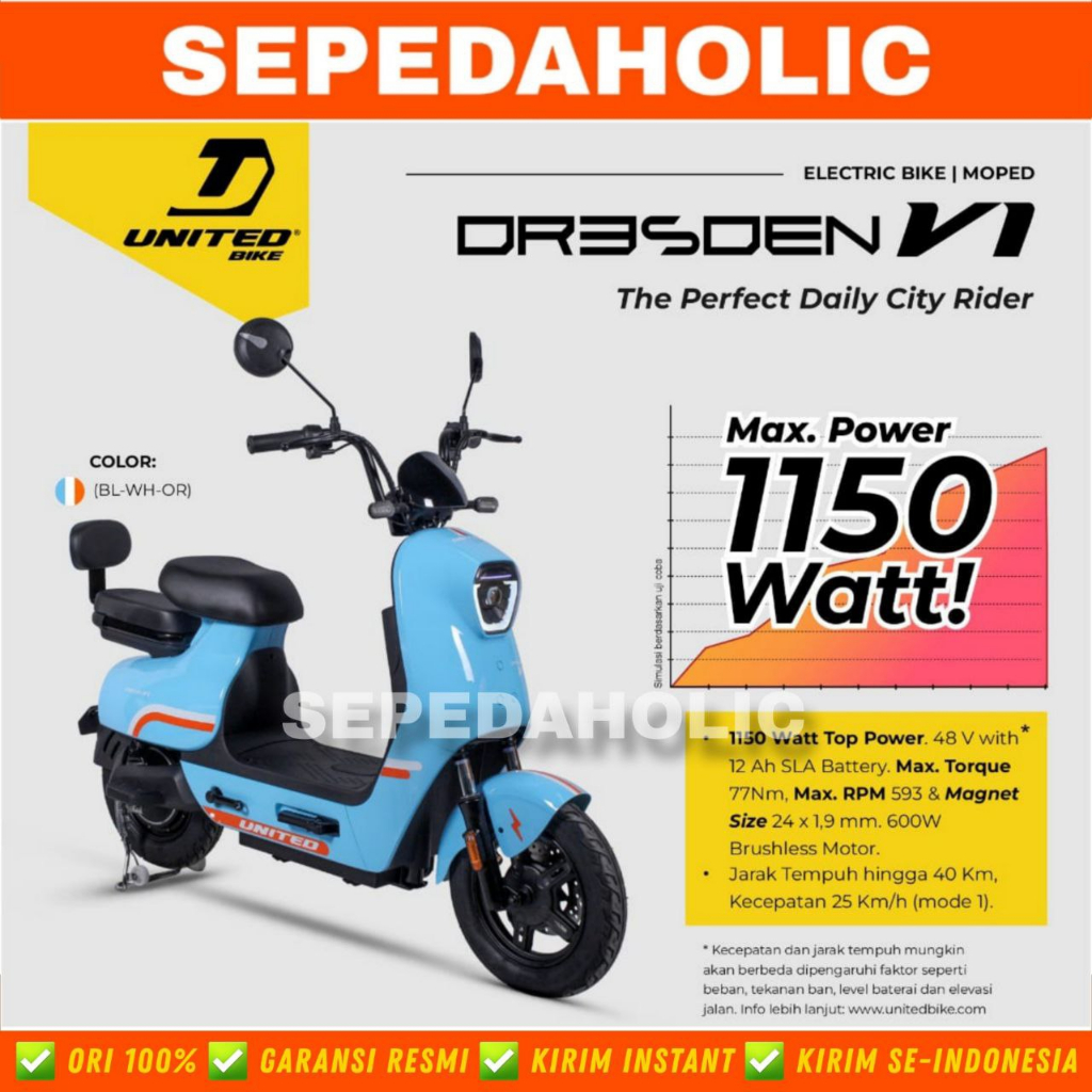 Jual Sepeda Listrik UNITED DRESDEN V1 Electric E Bike | Shopee Indonesia