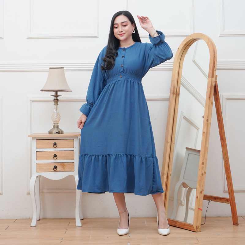 Jual Daster Ruffle Aurora Dress Polos Cringkle Airflow Premium Baju ...