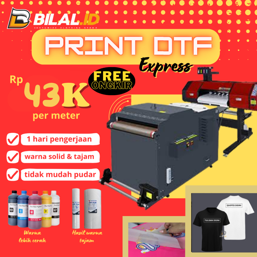 Jual BILAL Jasa Cetak Sablon DTF Sablon Digital High Quality 6 PASS ...