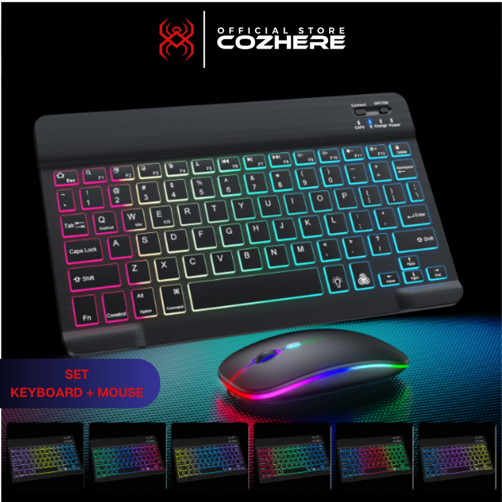Jual Keyboard Mouse Wireless Bluetooth Set Backlit Backlight Universal ...