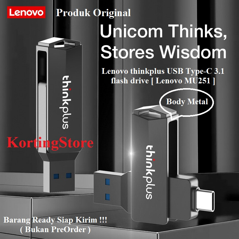 Jual Lenovo thinkplus Original Flashdisk OTG 64GB MU251 Dual USB Type-C ...