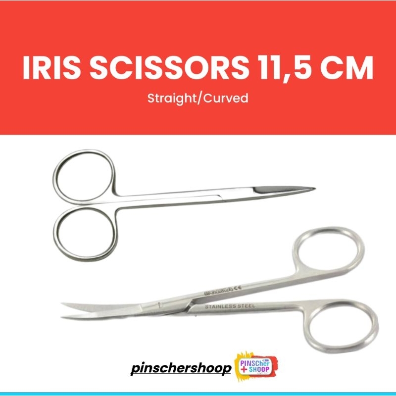 Jual Gunting Iris Lurus Bengkok 11,5 Cm Iris Scissors Stainless Steel ...