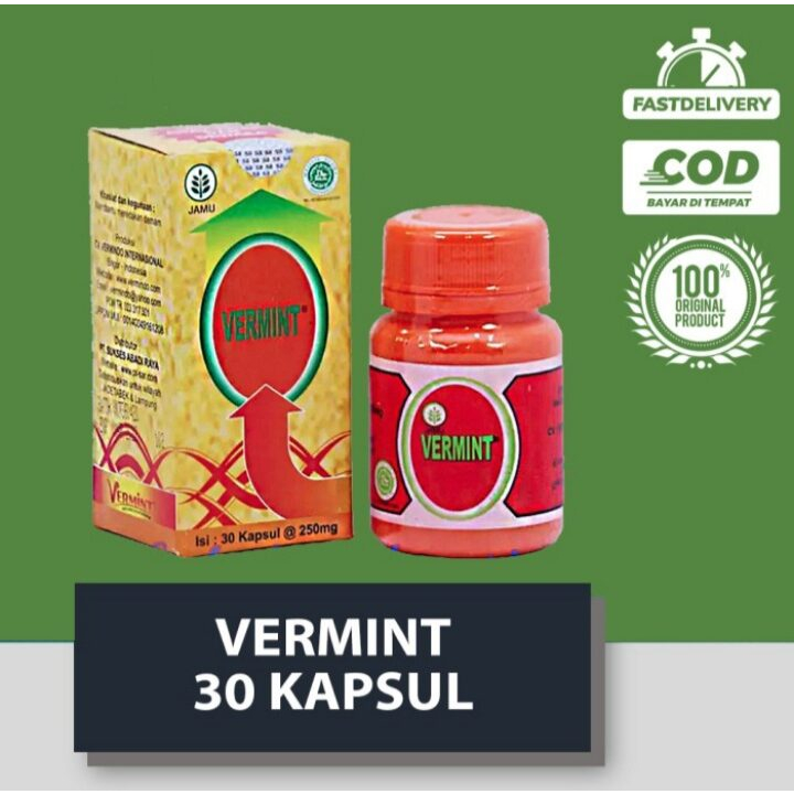 Jual Vermint Obat Cacing Typhus Tipes 30 Kapsul Original Lumbricus ...