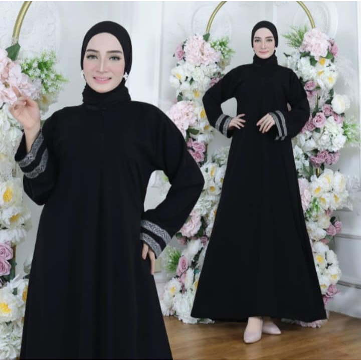 Jual Abaya Athifah Renda Tangan Pakaian Muslim Wanita Juba Hitam Ukuran ...