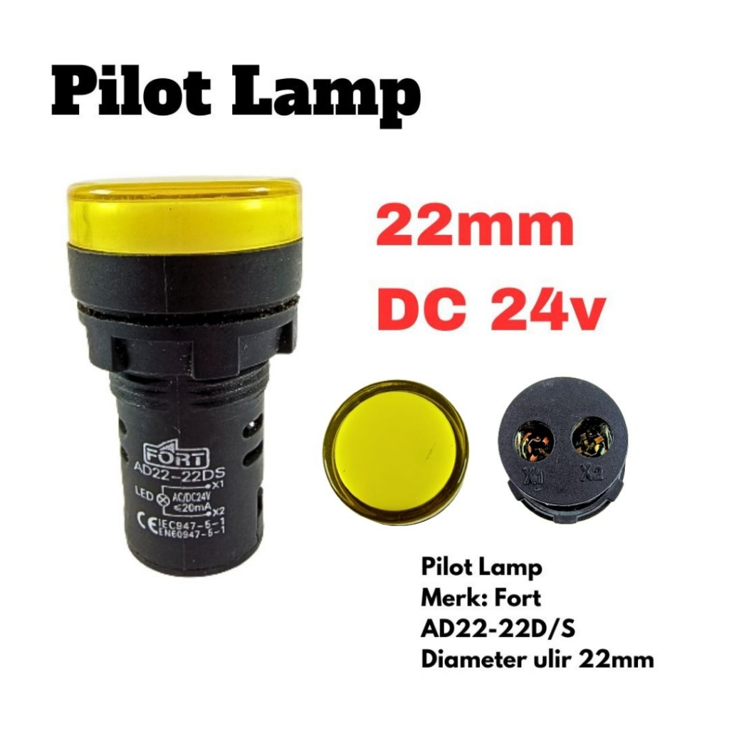 Jual Pilot Lamp 22mm DC 24v AD22-22DS Lampu Indikator 22 mm 24 volt ...