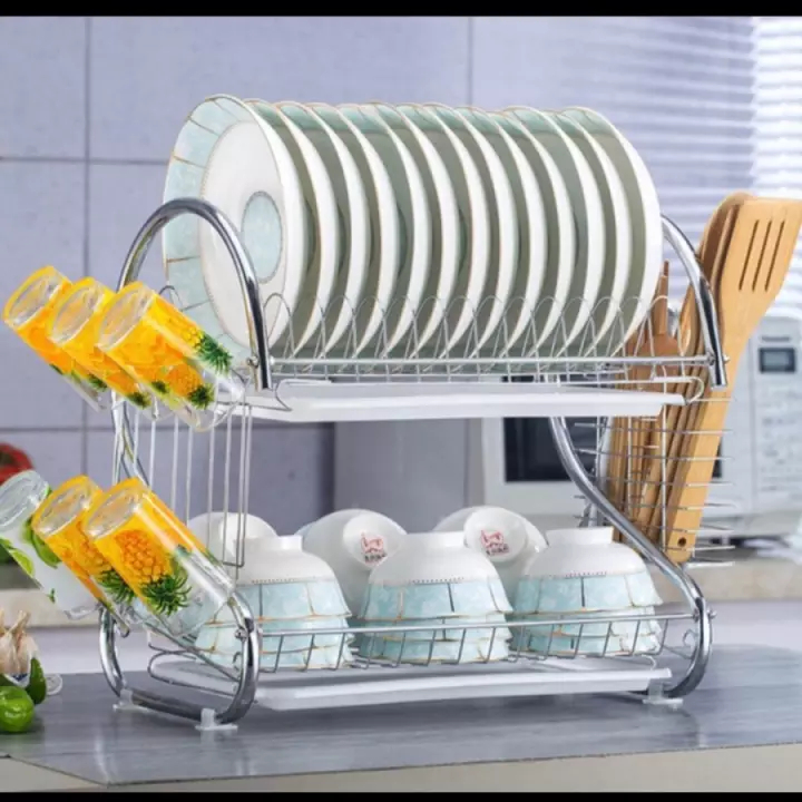 Jual Rak Piring Stainless Minimalis 2 Susun Tingkat Peralatan Dapur ...