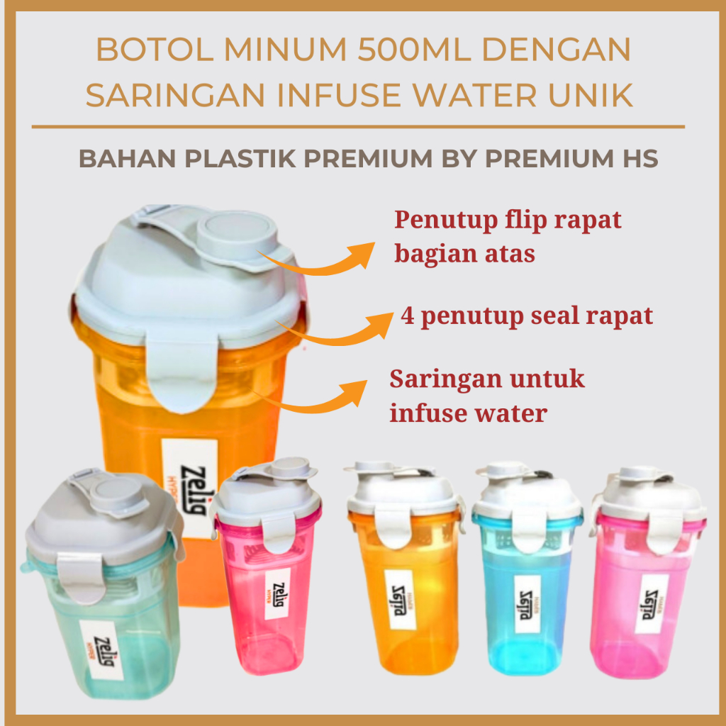 Jual BOTOL MINUM 500ML DENGAN 4 SEAL RAPAT DAN PENUTUP SARINGAN INFUSE ...