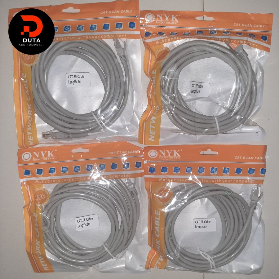 Jual Kabel LAN Cat 6 / Cat6e 3M/3 Meter NYK UTP RJ45 Original 100% | Shopee Indonesia