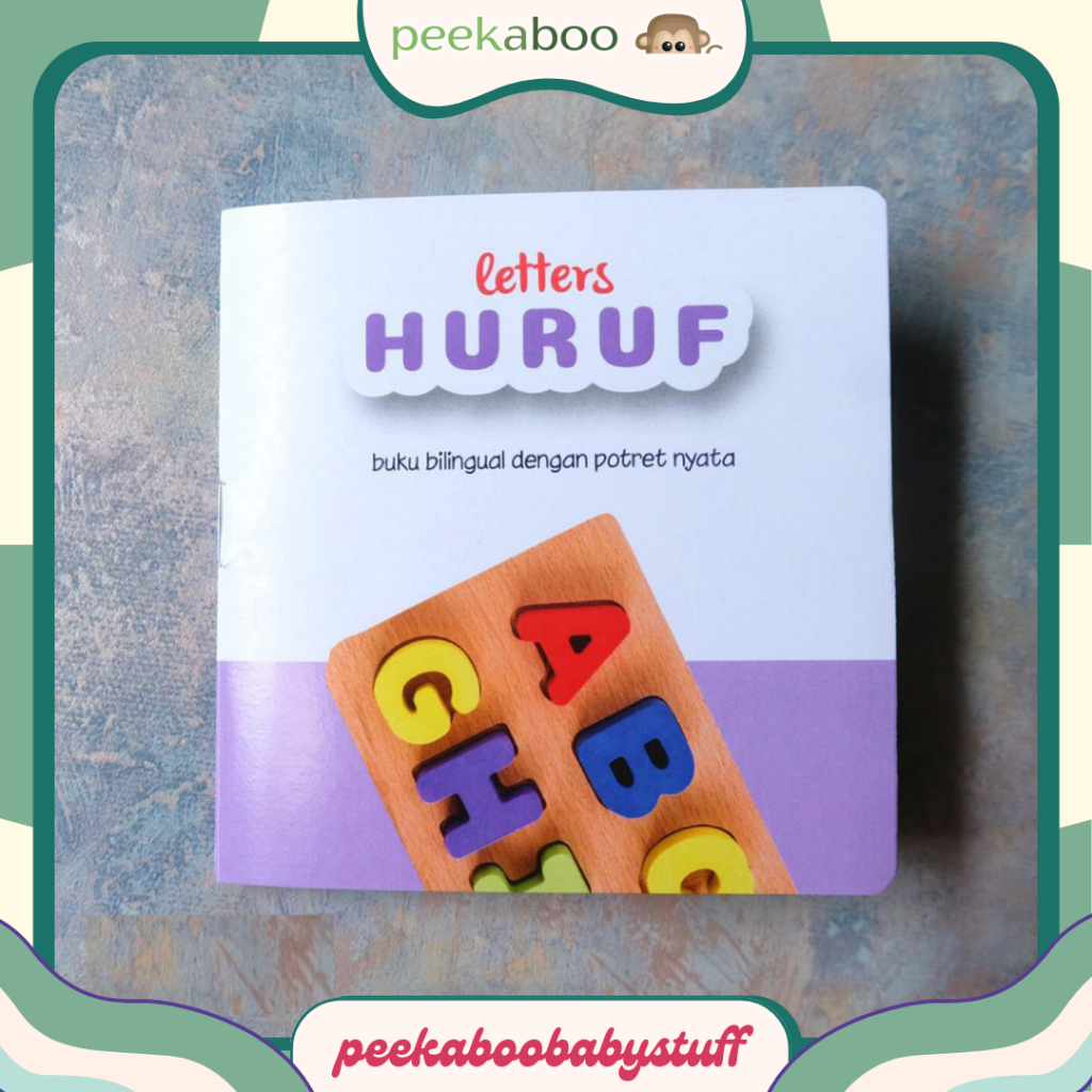 Jual MINI BOOK - TEMA HURUF || BUKU PENGENALAN PENGETAHUAN ANAK BAYI BILINGUAL GAMBAR NYATA ...