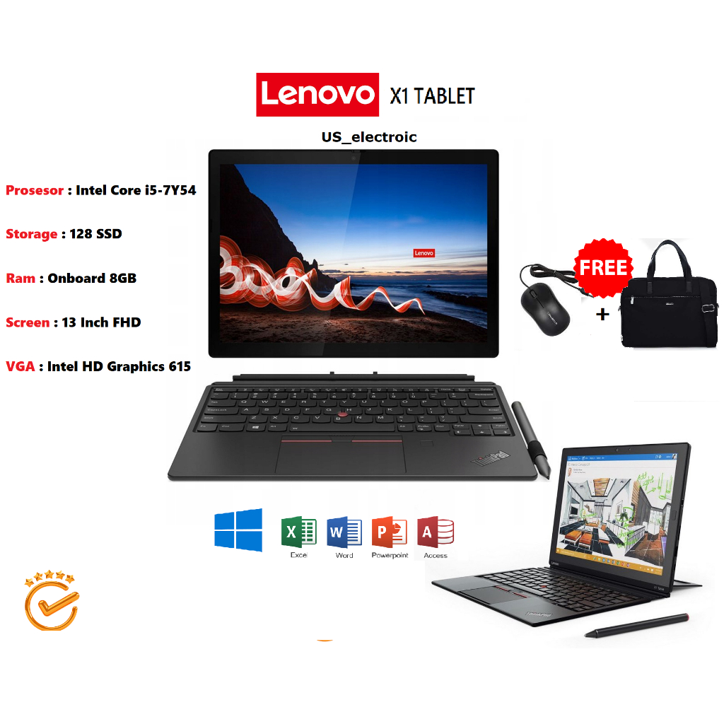 Jual Laptop 2in 1 lenovo x1 tablet core i5 gen 7 RAM 8GB/128SSD ONBOARD ...