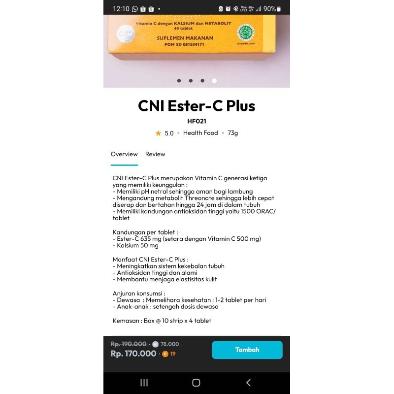 Jual Ester C Plus CNI Vitamin C Ph Netral Aman Bagi Lambung | Shopee Indonesia