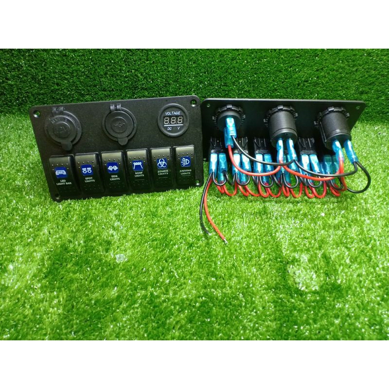 Jual Saklar Switch Mobil 6 Gang Model ARB + USB & Volt Accu Indikator ...
