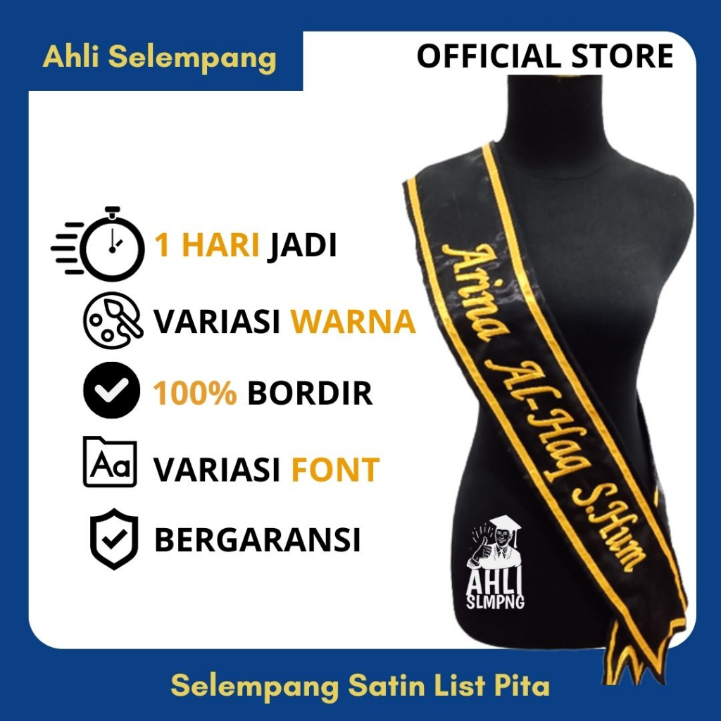 Jual SELEMPANG WISUDA SATIN PITA BORDIR CUSTOM | Shopee Indonesia