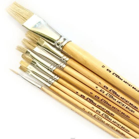 Jual Kuas lukis gagang panjang putih kuas cat pipih ETERNA NO.9 ...