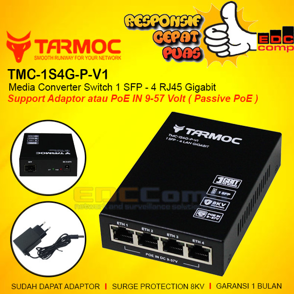 Jual Tarmoc TMC-1S4G-P-V1 | Switch Hub 1 SFP - 4 LAN Gigabit POE-in (9 ...