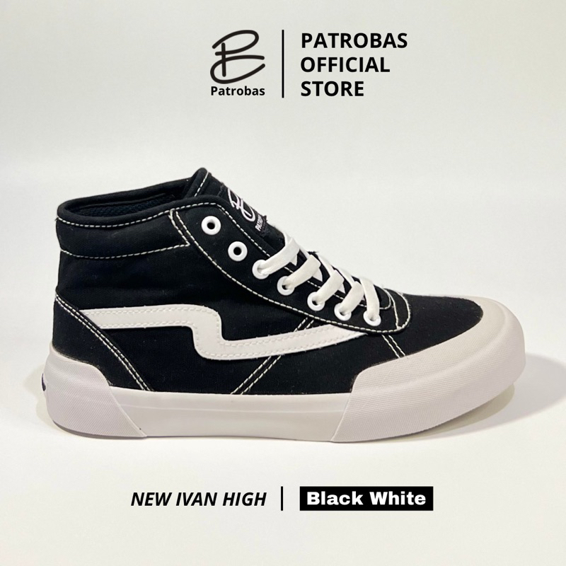 Jual SEPATU PATROBAS NEW IVAN HIGH BLACK WHITE ORIGINAL FREE KAOS KAKI ...