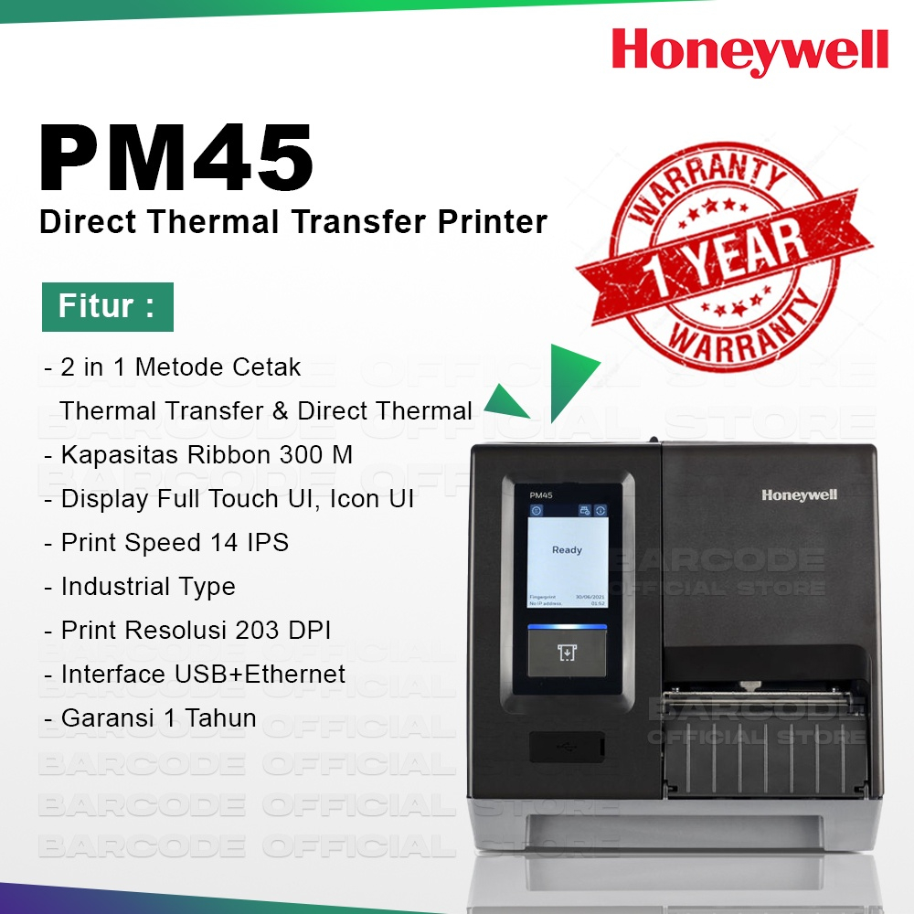 Jual Honeywell PM45 Printer Label Pengiriman Barcode Thermal Max ...