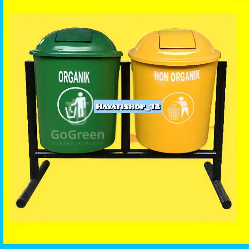 Jual tong sampah fiber organik dan non organik 40 liter 2warna, free ...