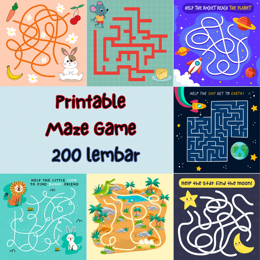 Jual PRINTABLE Aktivitas Maze Game / Worksheet Anak/ Aktivitas Edukatif ...