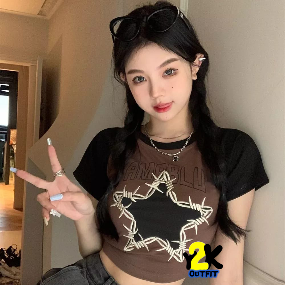 Jual Y2K Outfit - Crop Tee Wanita Bambblu Rib (LD88 , P40) | Shopee ...