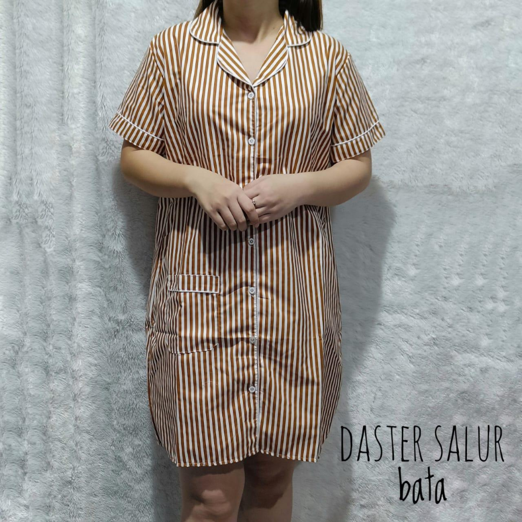 Jual JNV Piyama Daster Wanita Motif Retro & Salur - Baju Tidur Daster ...