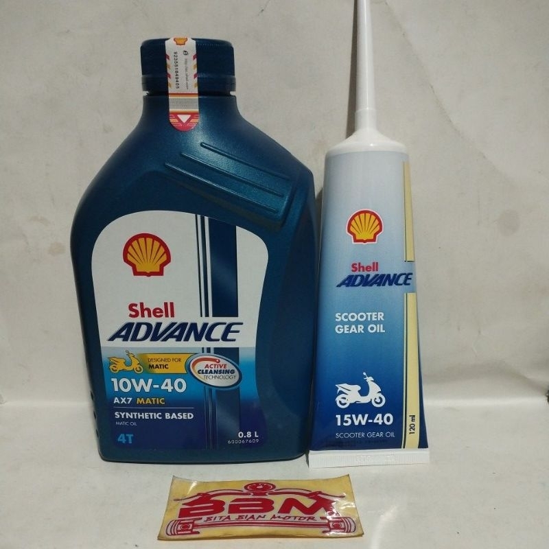Jual oli shell advance AX7 matic 10W-40 0,8L + shell gear oil 15W-40 ...
