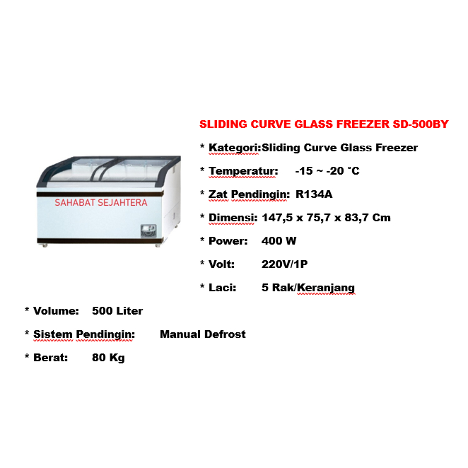 Jual GEA Sliding Curve Glass Freezer SD-500BY Freezer Sliding Kaca ...