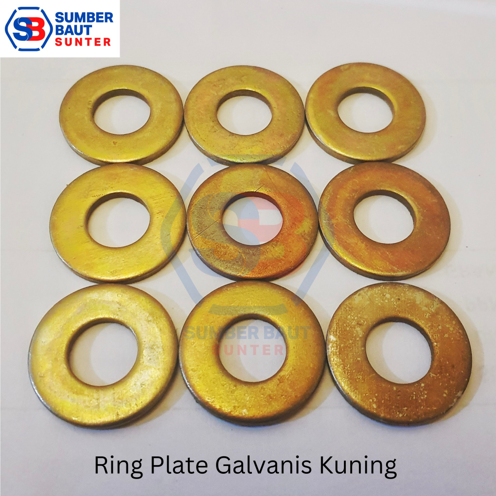 Jual M16 Ring Plat Besi Galvanis Kuning WP Washer Plate 16mm | Shopee ...
