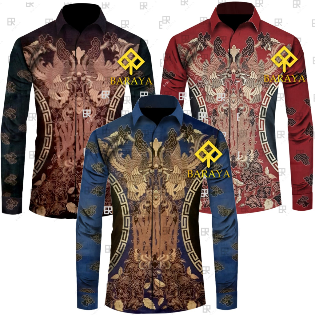 Jual KEMEJA BATIK PRIA LENGAN PANJANG MOTIF KLUWUNG TIGA WARNA SIZE M L ...