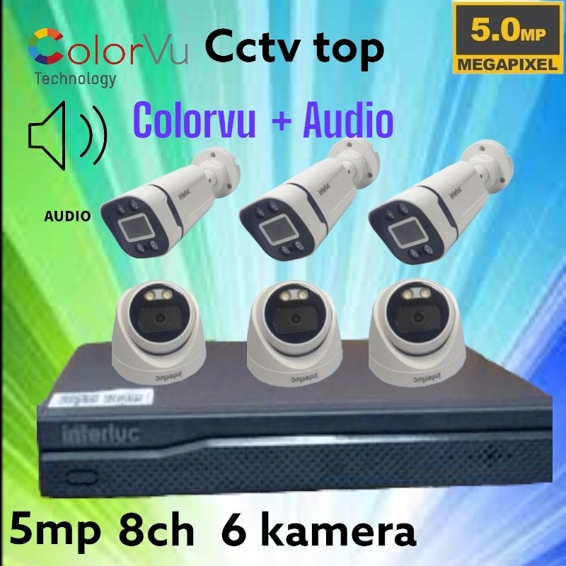 Jual Paket cctv edge interluc edge 8 ch 6 Kamera 5mp Full color Audio ...
