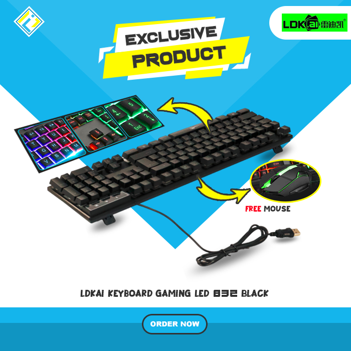 Jual Keyboard Gaming LDKai 832 Wired LED Free Mouse | Shopee Indonesia