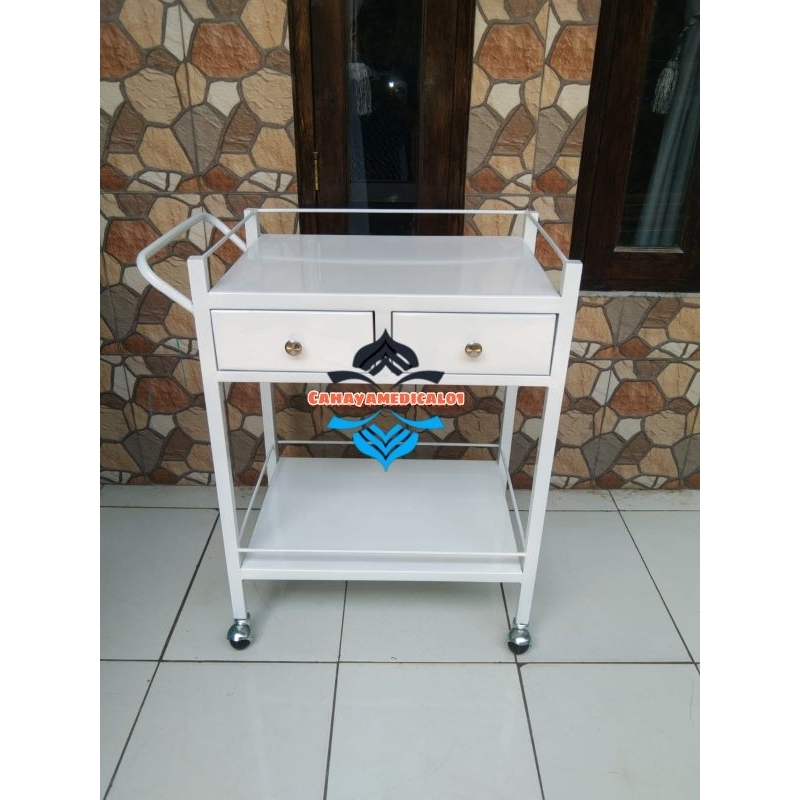 Jual Trolly instrumen 2 rak laci besi / Trolly instrumen 2 rak laci ...