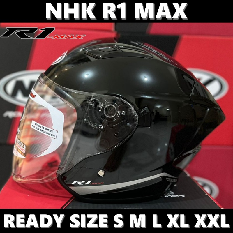 Jual NHK R1 MAX BLACK GLOSSY DOUBLE VISOR | Shopee Indonesia