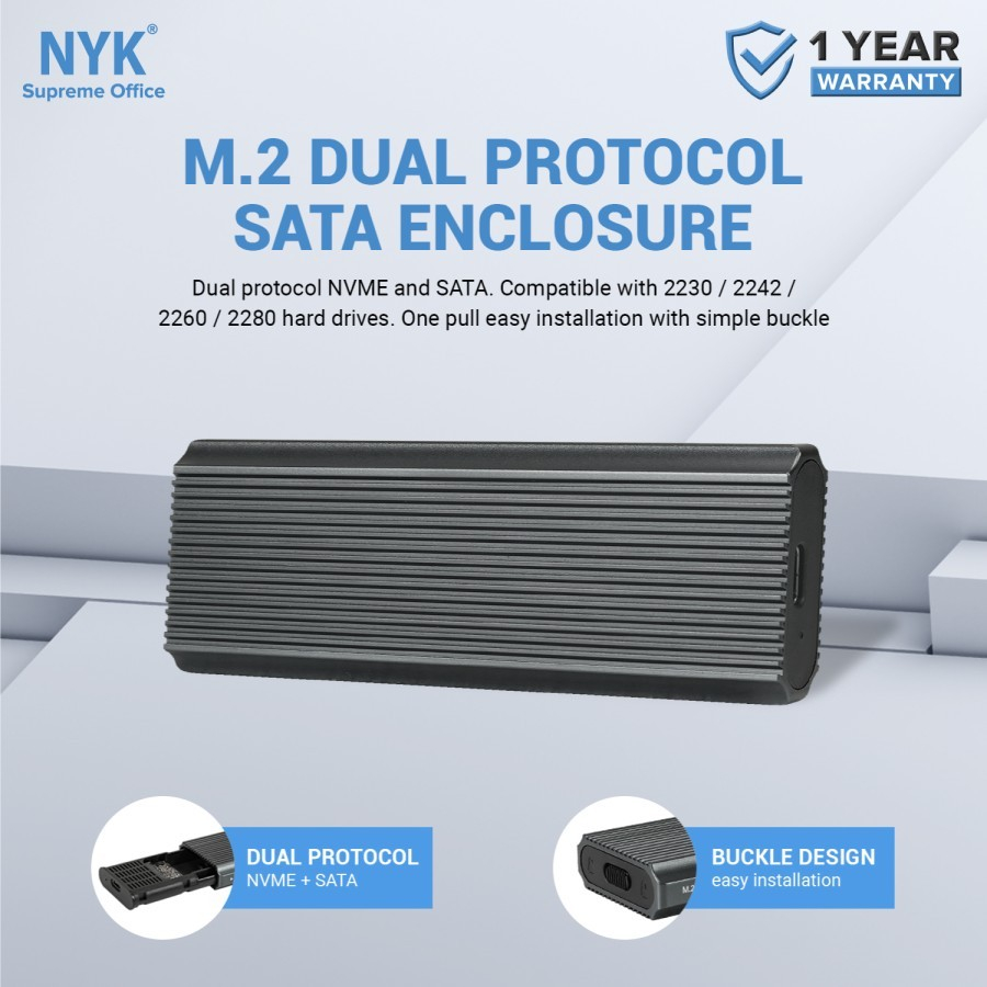 Jual Casing SSD NVME M.2 NYK Enclosure Dual Protocol S3 | Shopee Indonesia