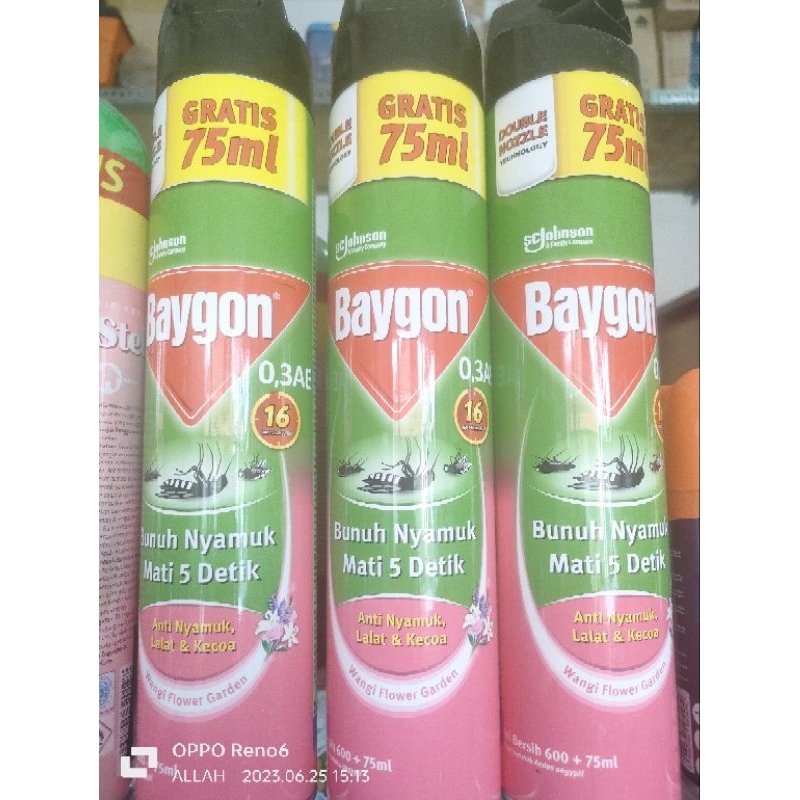 Jual Baygon obat nyamuk semprot flower garden 600+75ml | Shopee Indonesia