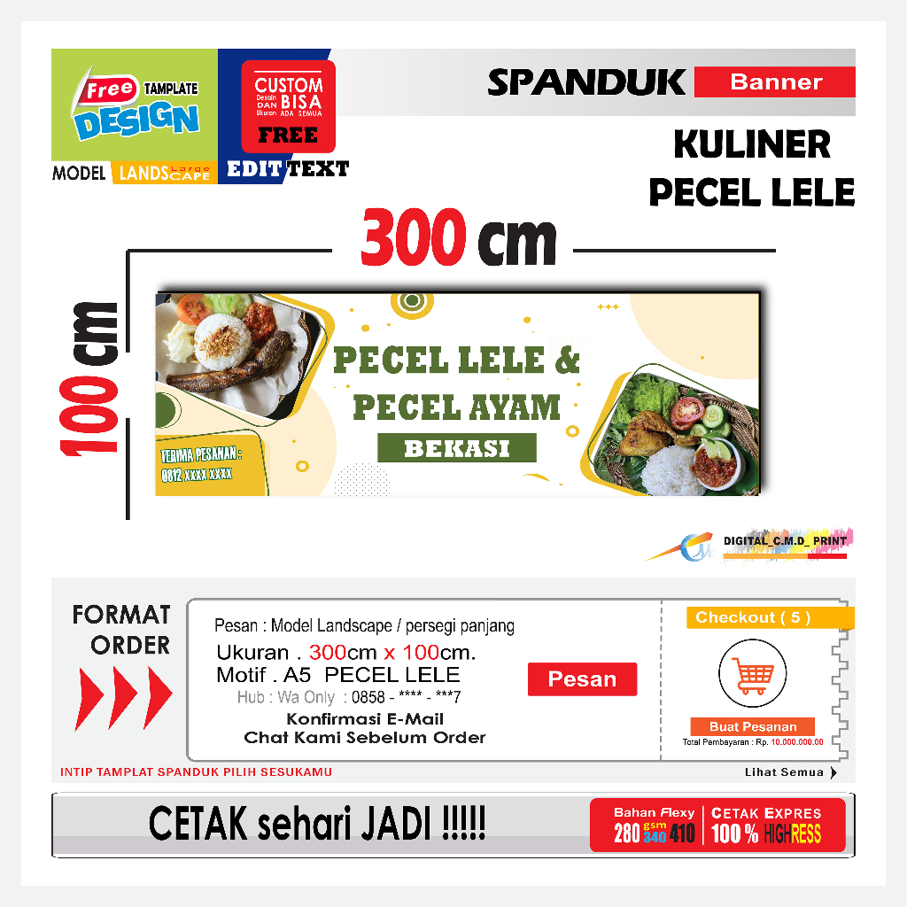 Jual Spanduk banner Kuliner Pecel Lele, size 300cm x 100cm | Shopee ...