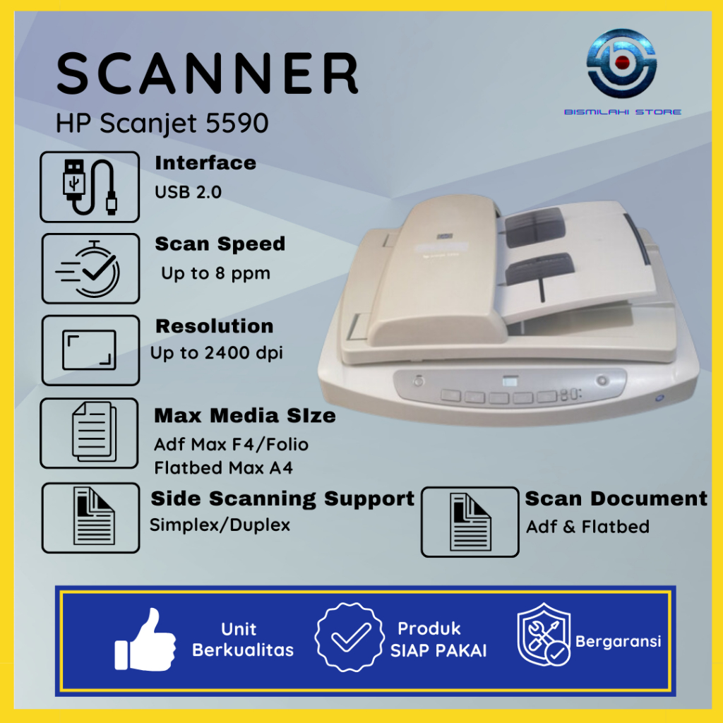 Jual Scanner Folio HP Scanjet 5590 Ada ADF Untuk Scan Folio F4 Melalui ...