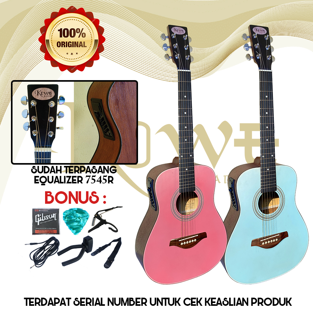 Jual Gitar Merk Kowe Akustik Elektrik Original Ukuran 3/4 String EQ ...