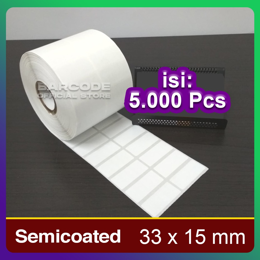 Jual Label Printer Barcode 33x15 33x15mm 2 Line Semicoat Isi 5000 Pcs ...
