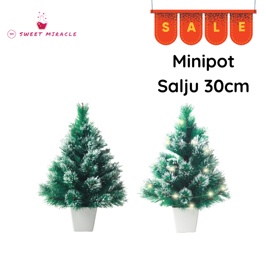 Jual Minipot Pohon Natal Kecil Pohon Meja 30cm Polos Salju Dekorasi ...