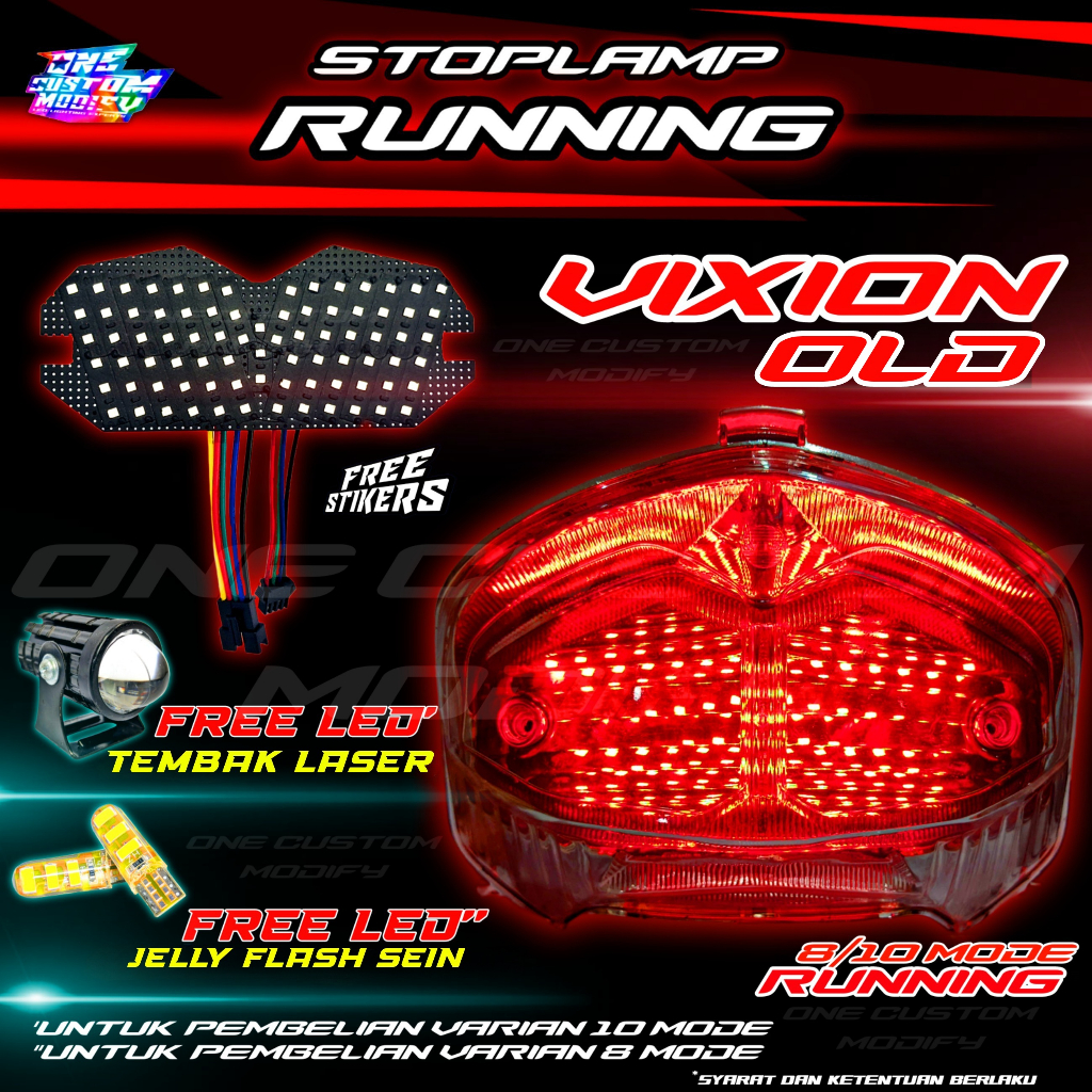 Jual LAMPU REM LED RUNNING VIXION BONUS LED LASER BONUS LED JELLY FLASH ...