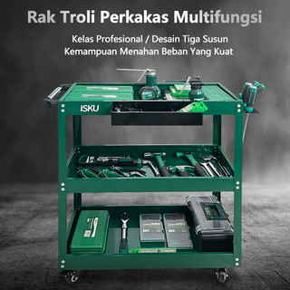 Jual ISKU Trollies Bengkel Rak 3 Susun Trolly Trolley perkakas tools ...