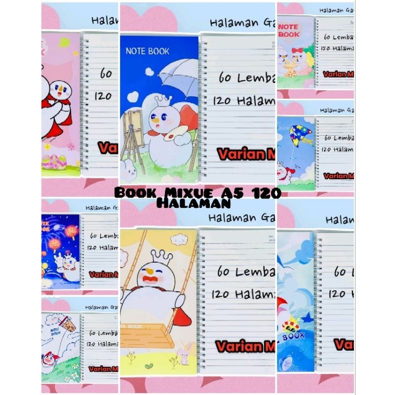 Jual Notebook Mixue A5 Buku Garis Karakter Mixue Premium 120 Halaman ...
