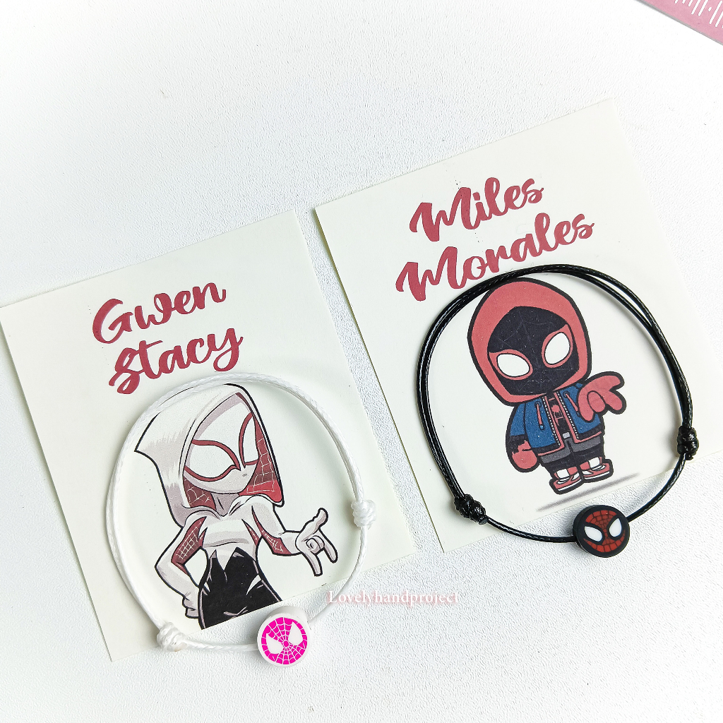 Jual Gelang Couple Spiderman Miles Morales & Gwen Stacy Free Box Tali ...