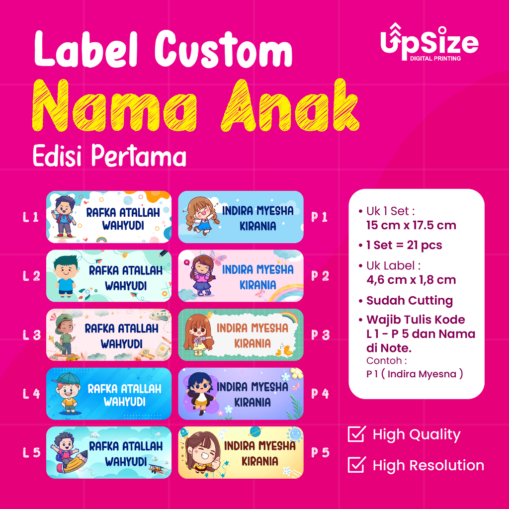 Jual Stiker Label Nama Anak Custom Nama Untuk Cowok & Cewek Sticker ...