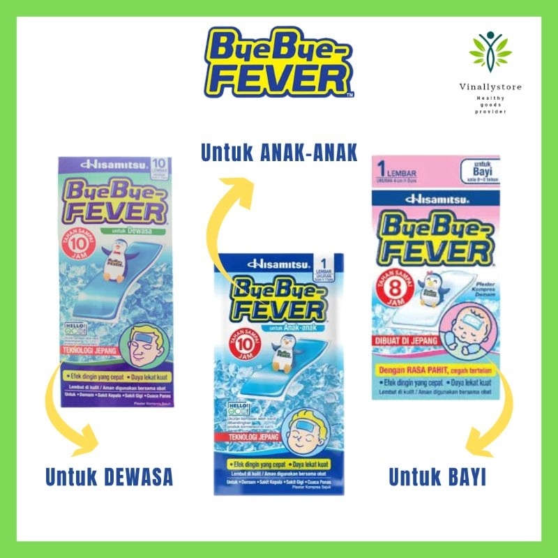 Jual Bye Bye Fever (Plaster Pereda Demam, Sakit gigi, Sakit kepala ...