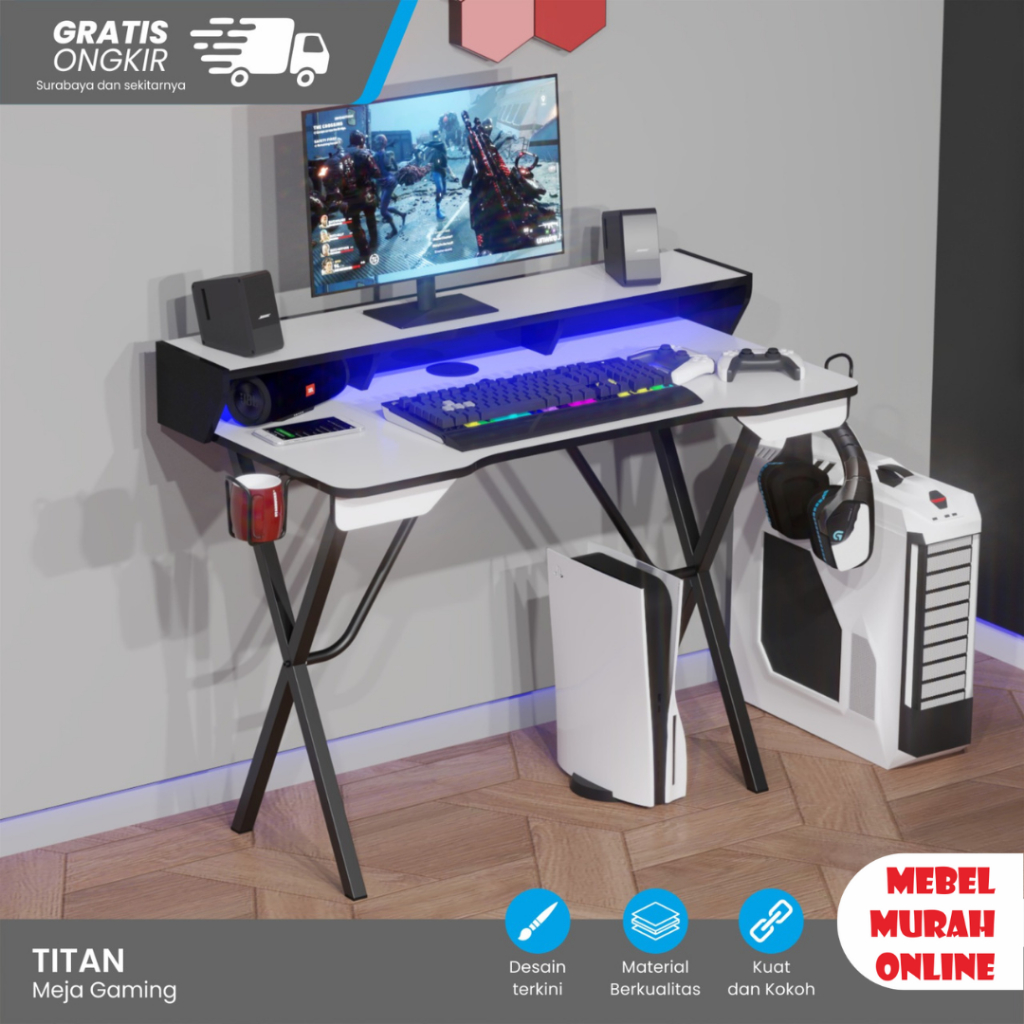 Jual Meja Komputer Meja Gaming Meja PC Meja Laptop LED Minimalis ...