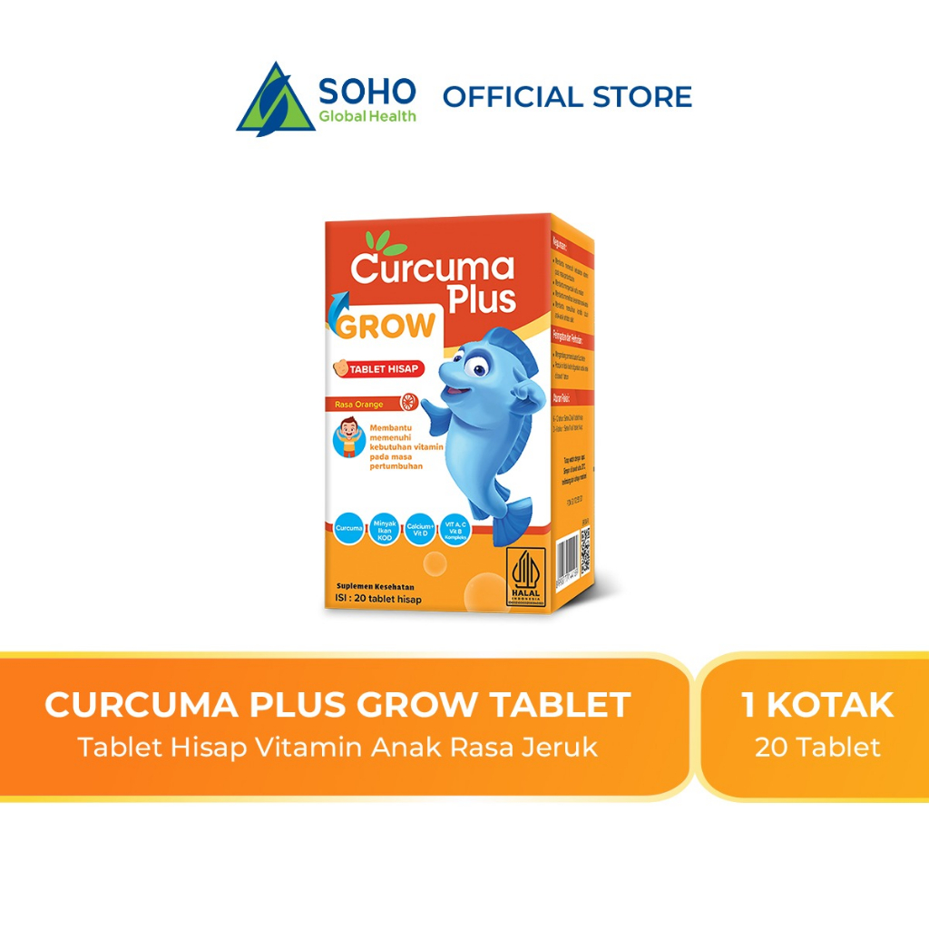 Jual Curcuma Plus Grow Tablet Hisap Multivitamin Rasa Jeruk @20 Tablet ...