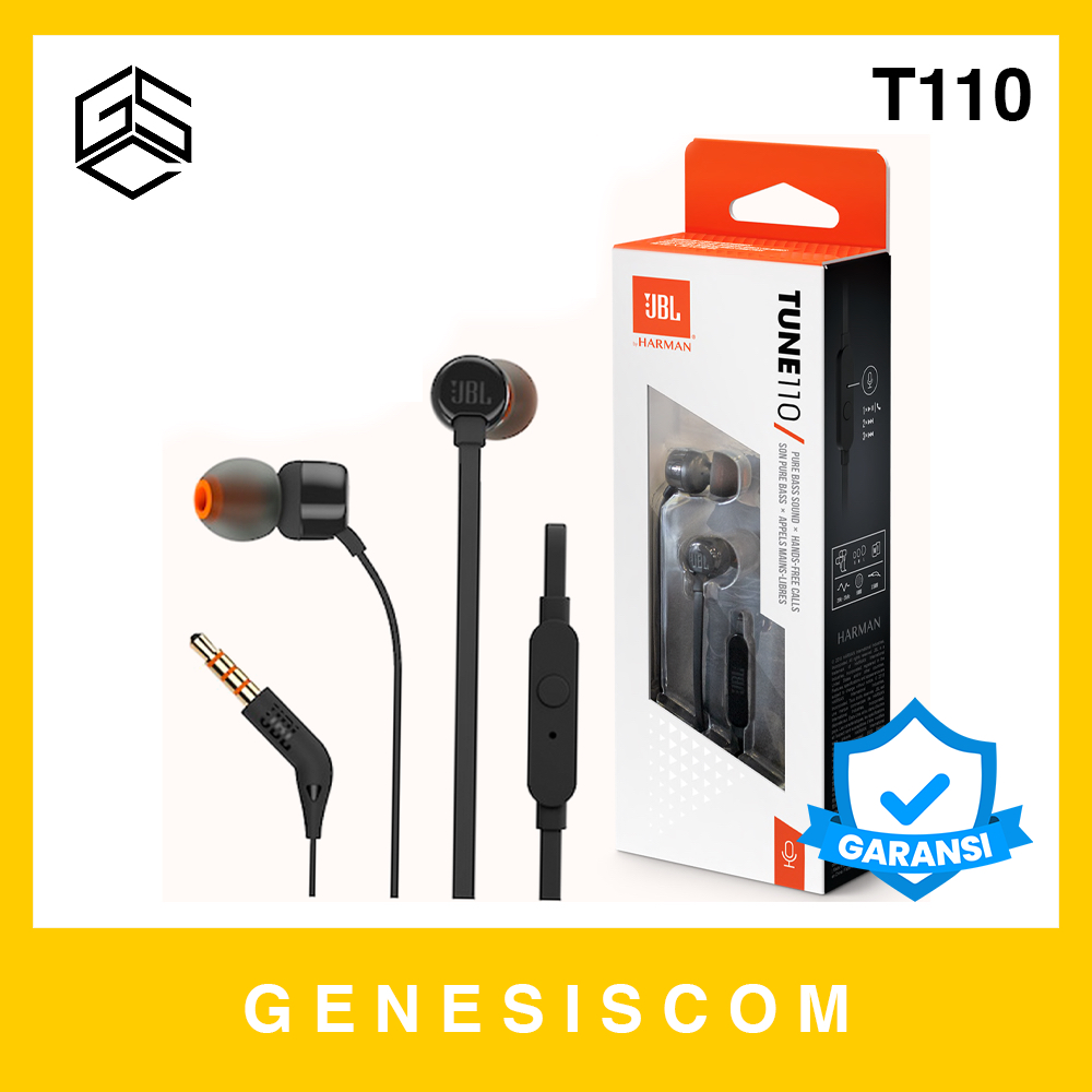 Jual Earphone JBL T110 / Tune 110 Headset Wired Kabel Earbuds 3.5mm 3 ...